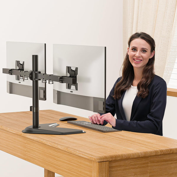 WALI Dual Monitor Stand for Desk, Free Standing 2 Monitor Desk Mount F ...