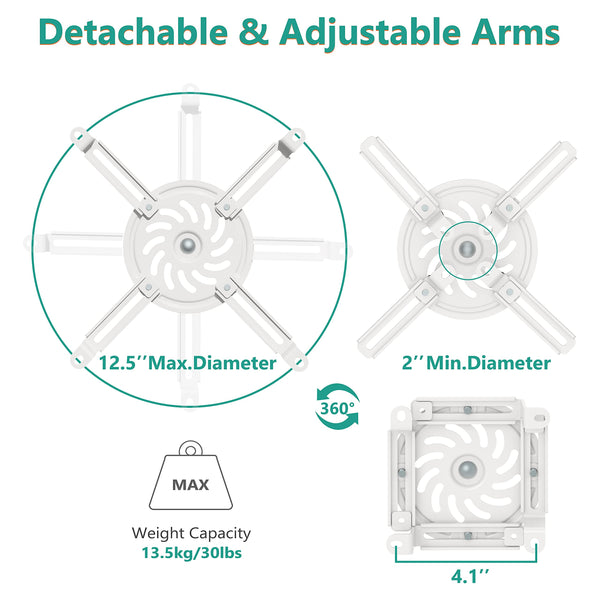 WALI Projector Ceiling Mount, Universal Low Profile Projector Mount wi ...