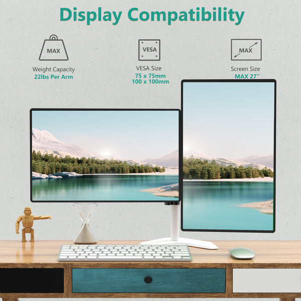 Free Standing Dual LCD Monitor Fully Adjustable Desk Mount MF002-W ...