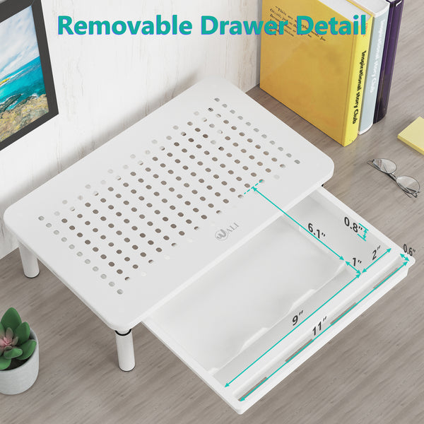 Monitor Stand Riser with Drawer, White Computer Desktop Stand Riser wi ...
