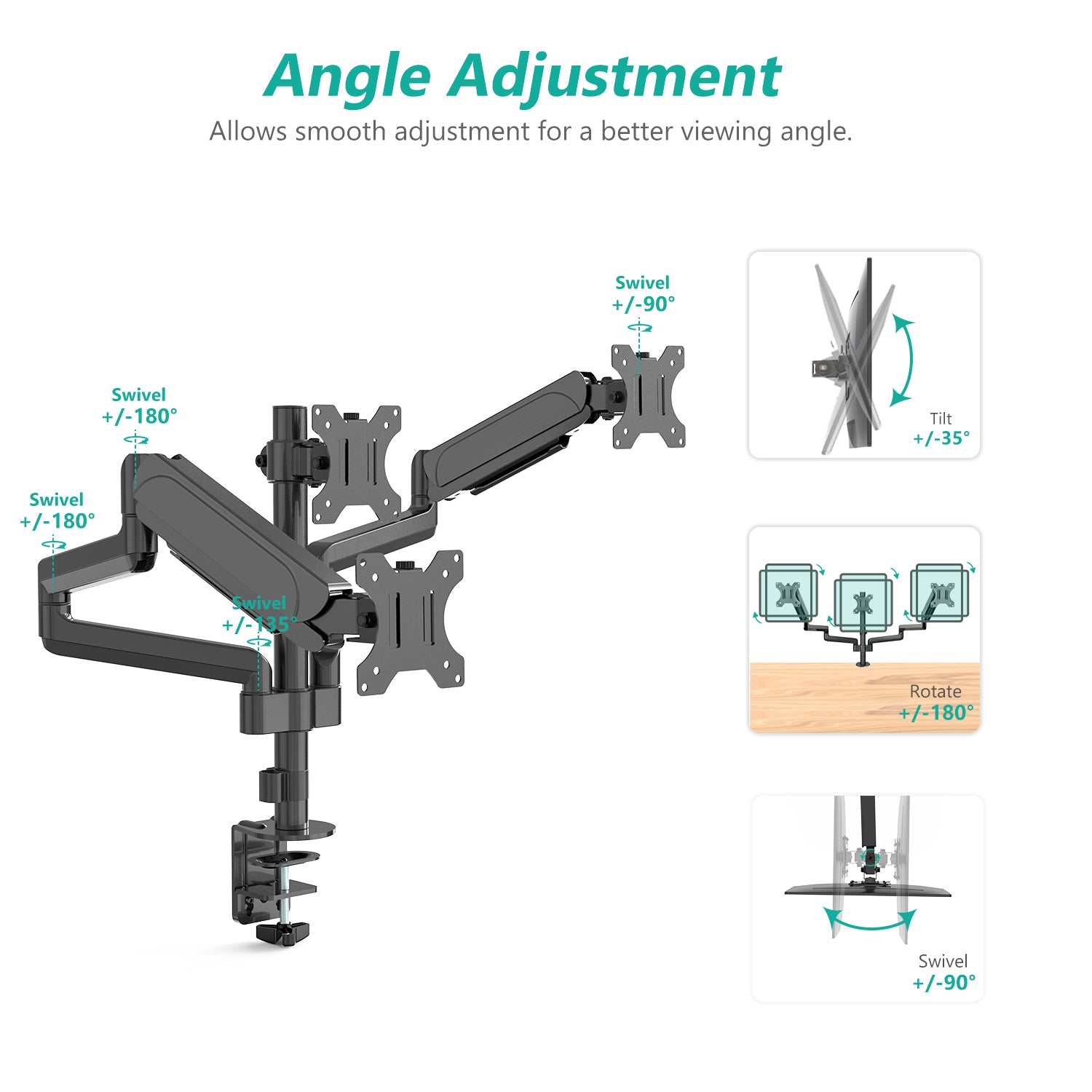 Premium Triple Monitor Mount GSDM003-P - WALI ELECTRIC