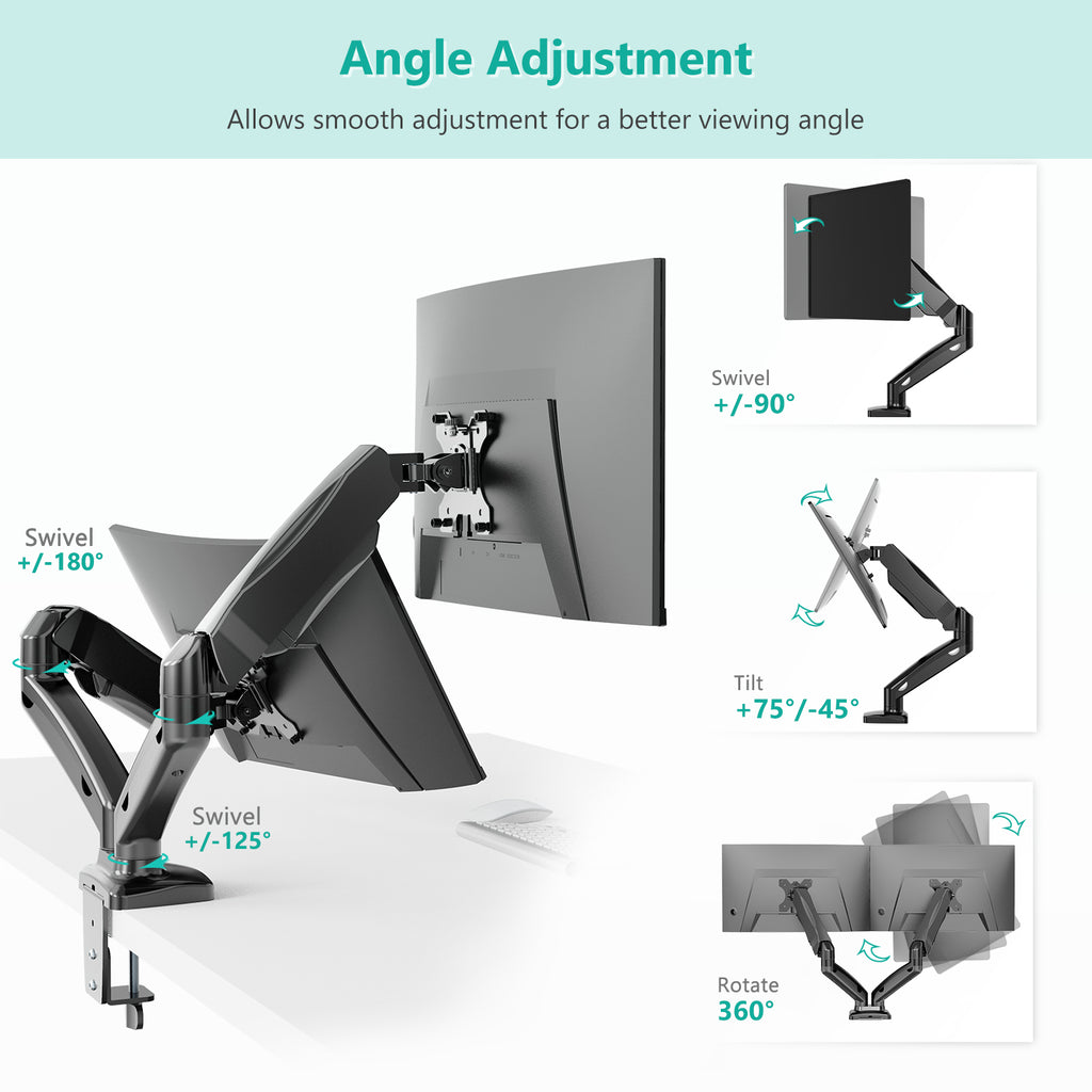 Dual Gas Spring Monitor Mount (GSMP002) - WALI ELECTRIC