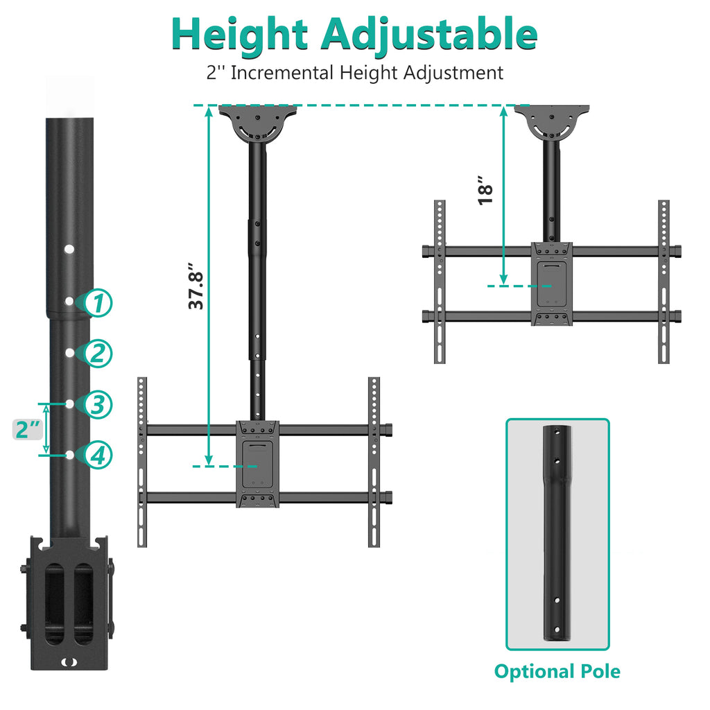 TV Ceiling Mount Adjustable Bracket CM3770 - WALI ELECTRIC