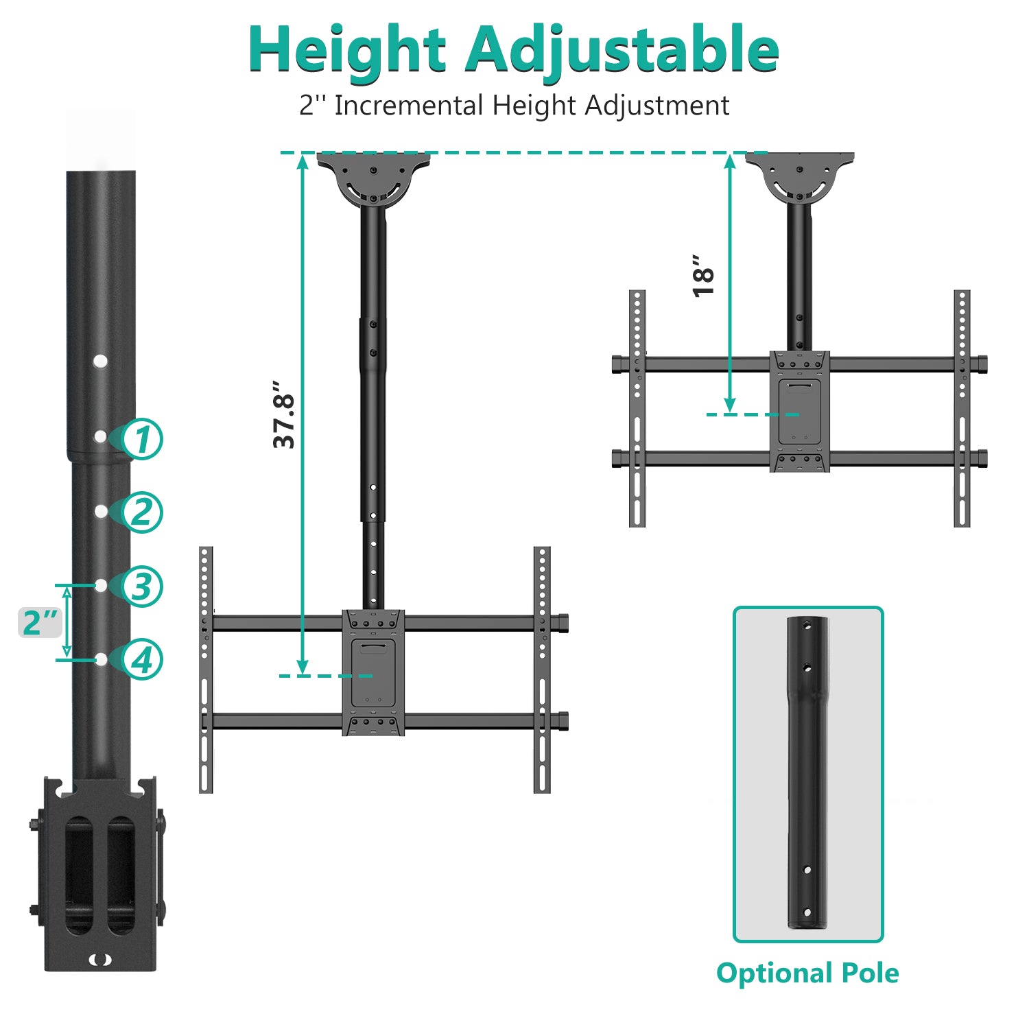 TV Ceiling Mount Adjustable Bracket CM3770 - WALI ELECTRIC