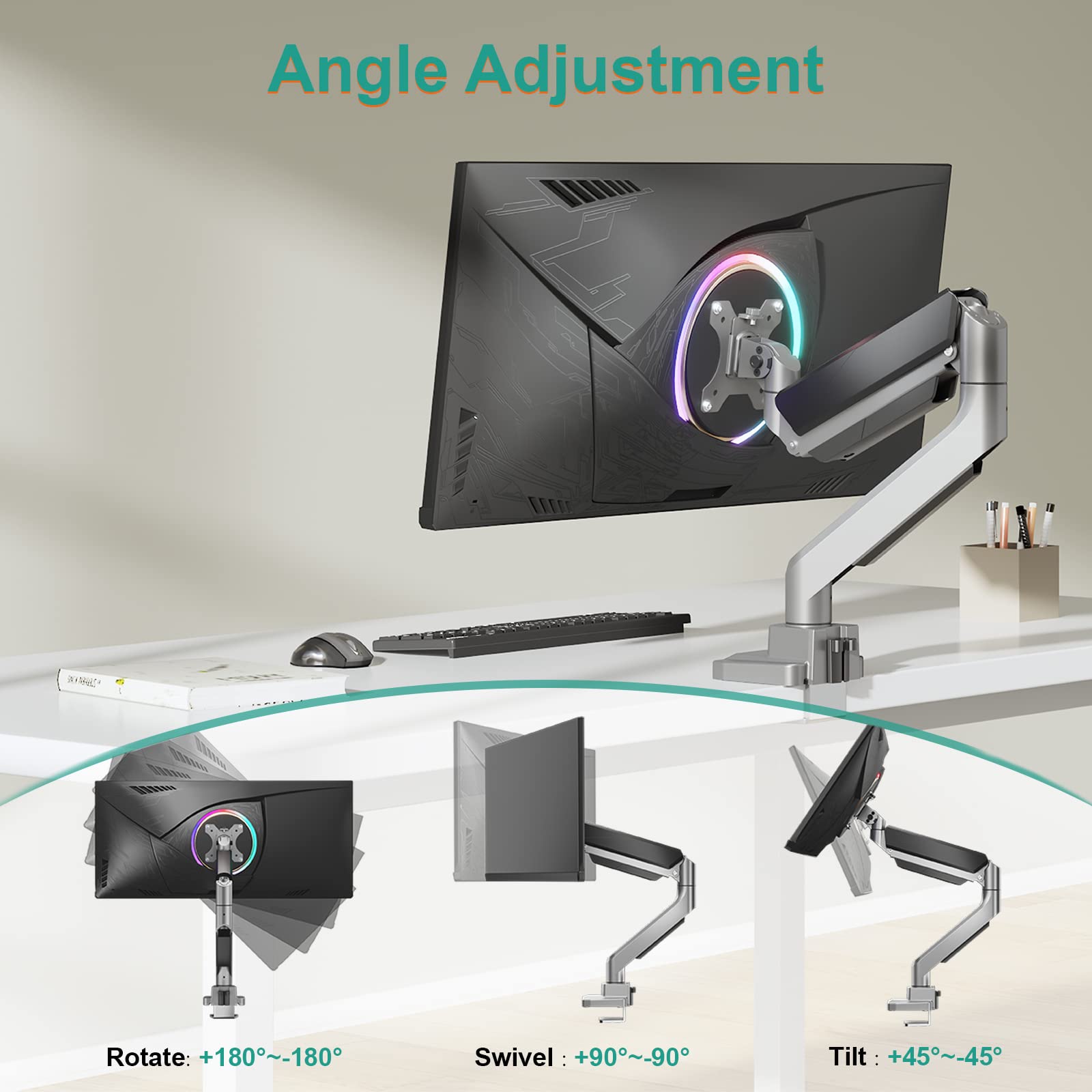 Single Monitor Stand Mount Arm, Fully Adjustable Desk Mount, GSMU001 ...