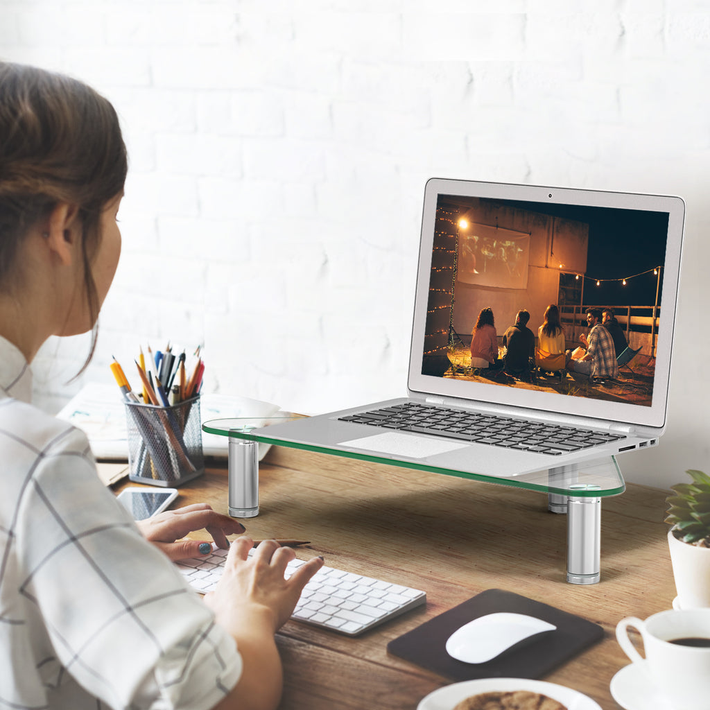 Triangle Tempered Glass Monitor Riser Desktop Corner Stand GTT004 ...