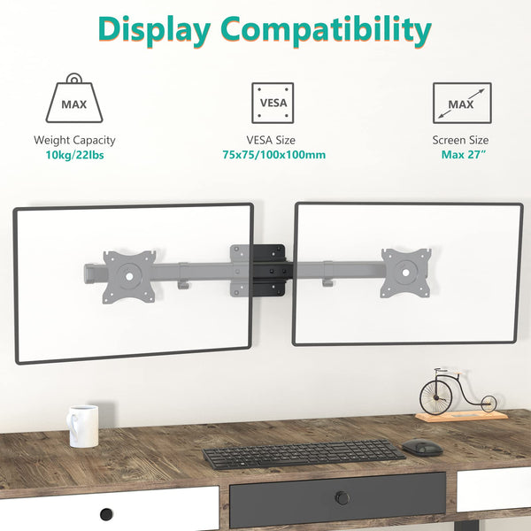 Dual Monitor Wall Mount, Single to Double Bracket Adapter 012ARM - WALI ...