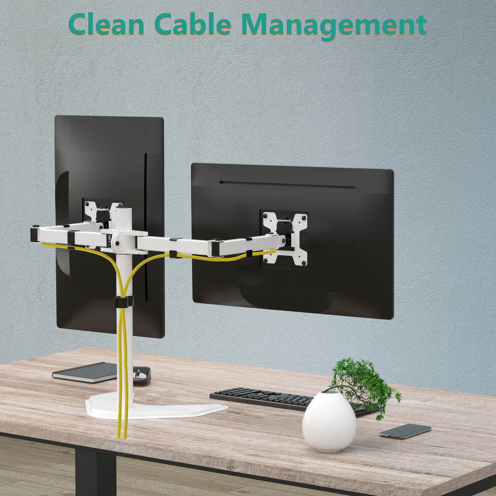 Free Standing Dual LCD Monitor Fully Adjustable Desk Mount MF002-W ...